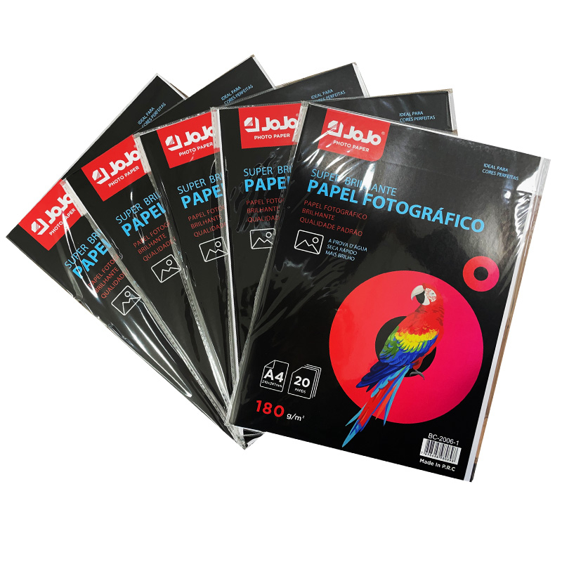 Papel Fotográfico 180G Glossy 20 Folhas Foto A4 À Prova D'água Brilhante Premium JOJO PAPER ...