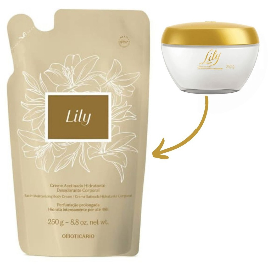 Refil Creme Acetinado Desodorante Hidratante Corporal Lily 250g ...