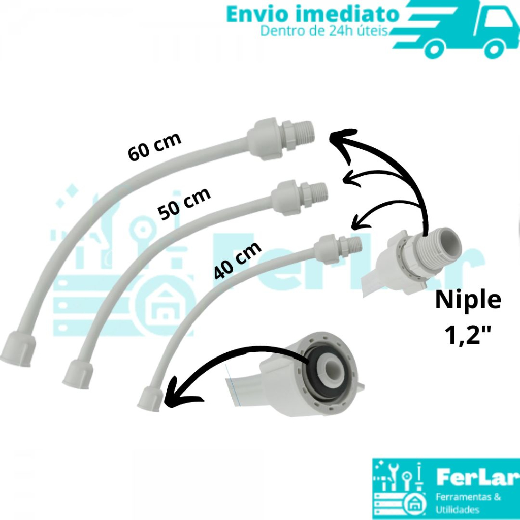 Engate flexível rabicho PVC 40cm/50cm/60cm Pias Lavatórios Mictórios ...