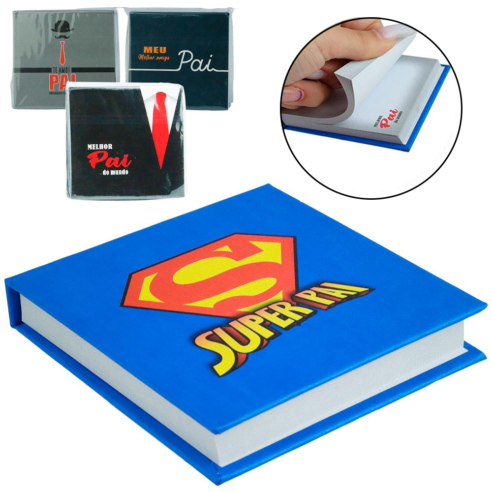 BLOCO DE ANOTACAO STICKER QUADRADO FRASES PAI COM 68 FOLHAS 7,4CM ...