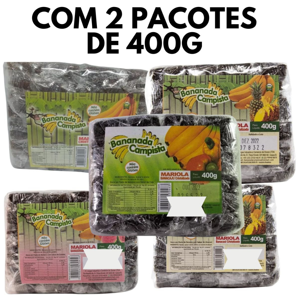 2 Pacotes ou com 1 pacote Bananada Campista mariola doce Cristalizada ...