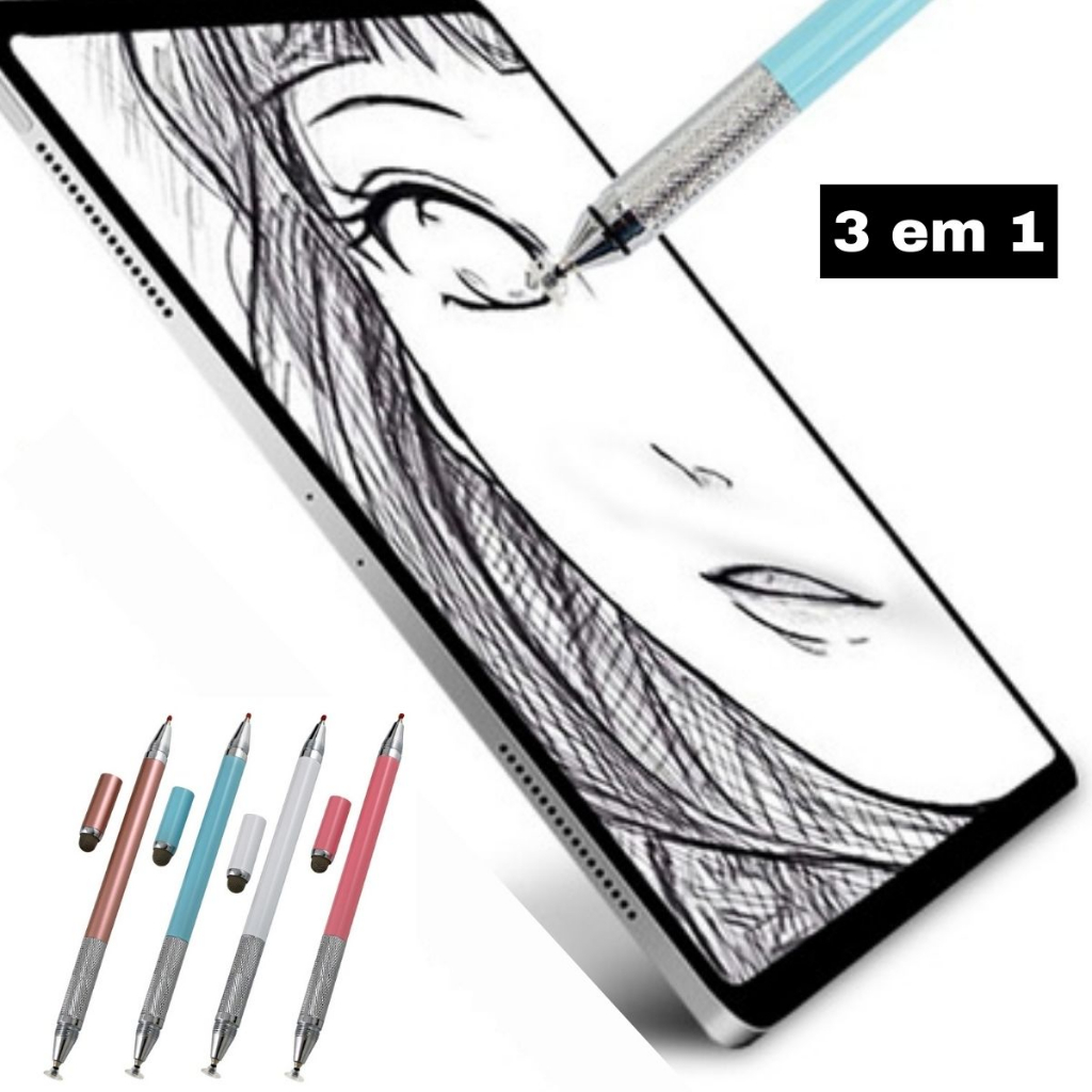 Caneta Celular Touch iPad Tablet Ponta Fina Digital 3 Em 1 | Shopee Brasil