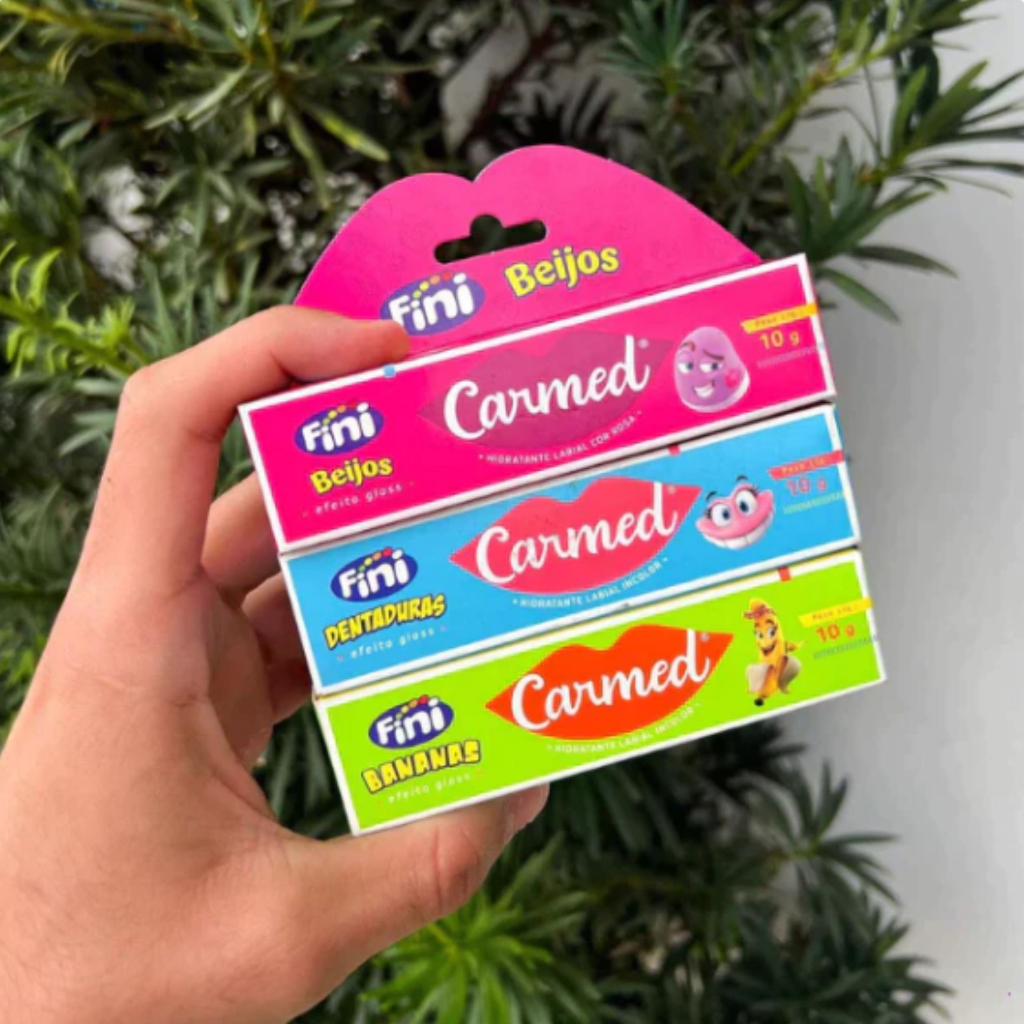 Kit c/3 Hidratantes Labiais Carmed Fini - Sabores: Beijo, Dentadura e ...