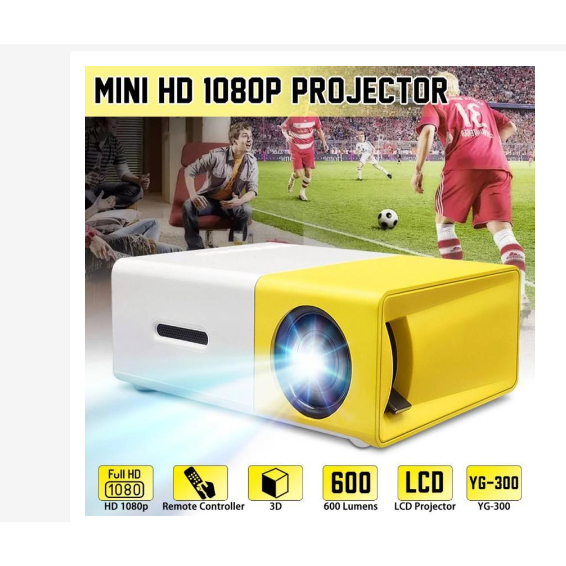 Mini Projetor Portátil Full Hd 600 Lumens Usb Sd Hdmi Yg-300 | Shopee Brasil