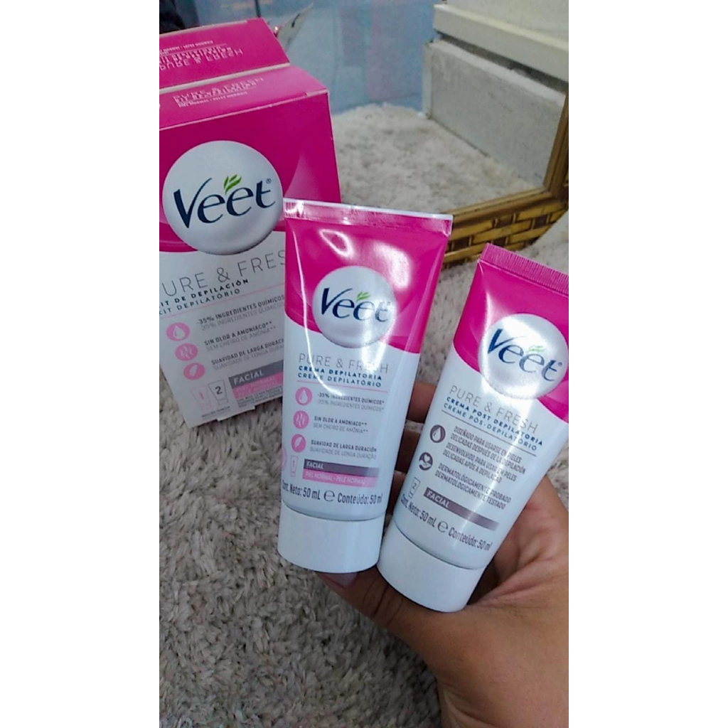 Kit De Depilação Facial Veet Pure & Fresh Creme 50ml + Creme | Shopee ...