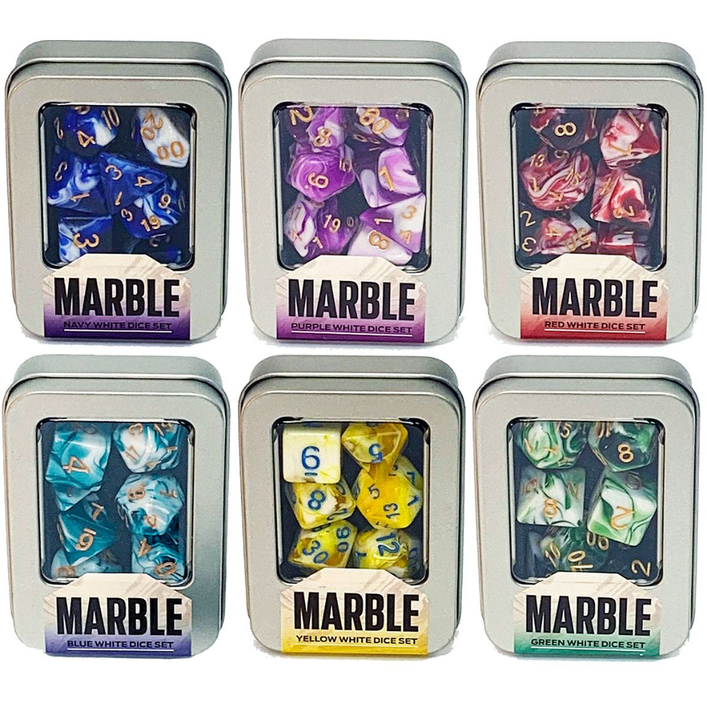 Kit Dados Rpg Set Mármore 7 Dado Marble Case Dice Dnd Buró | Shopee Brasil
