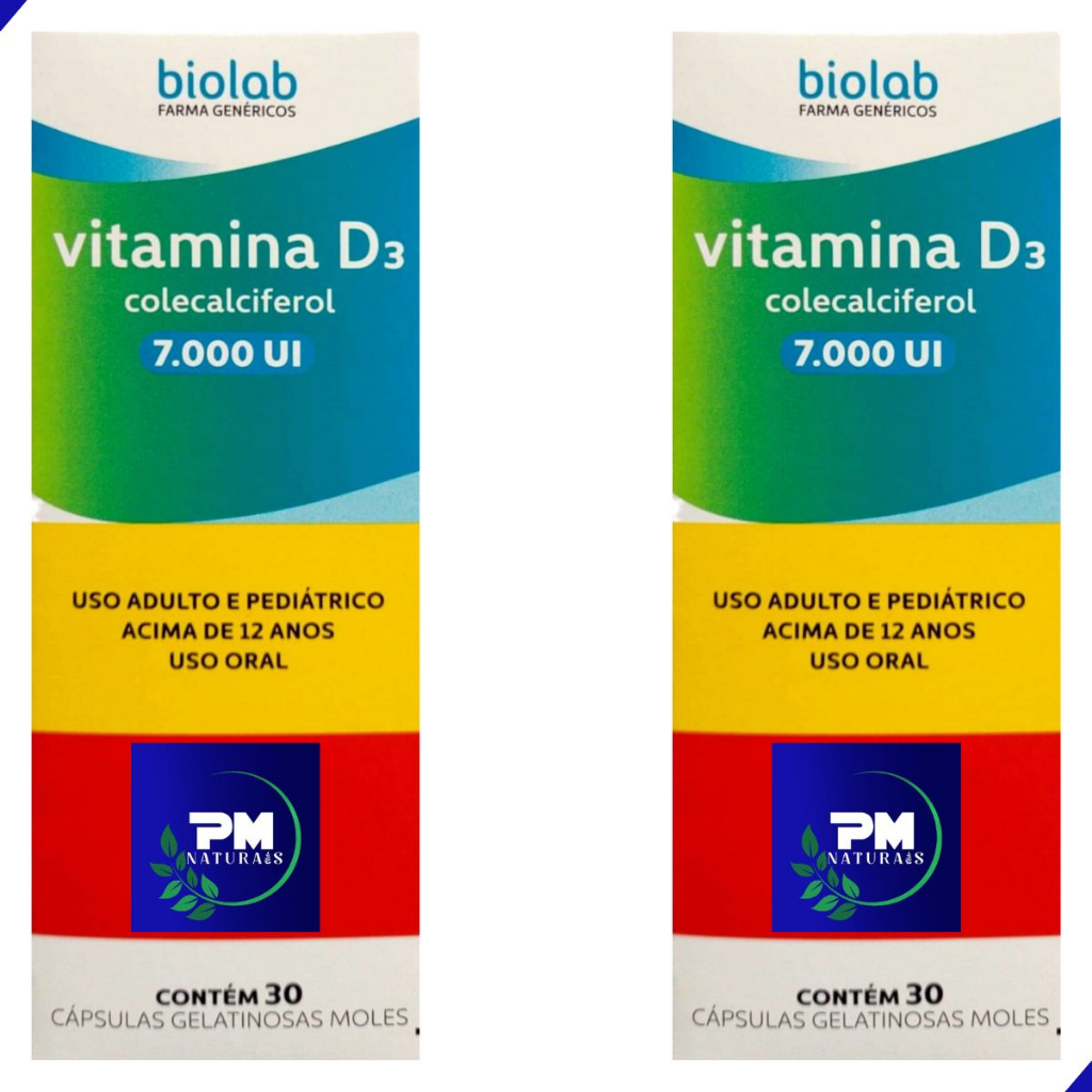 Kit 2 Cxs Vitamina D3 7.000ui 30 Capsulas Moles Biolab | Shopee Brasil