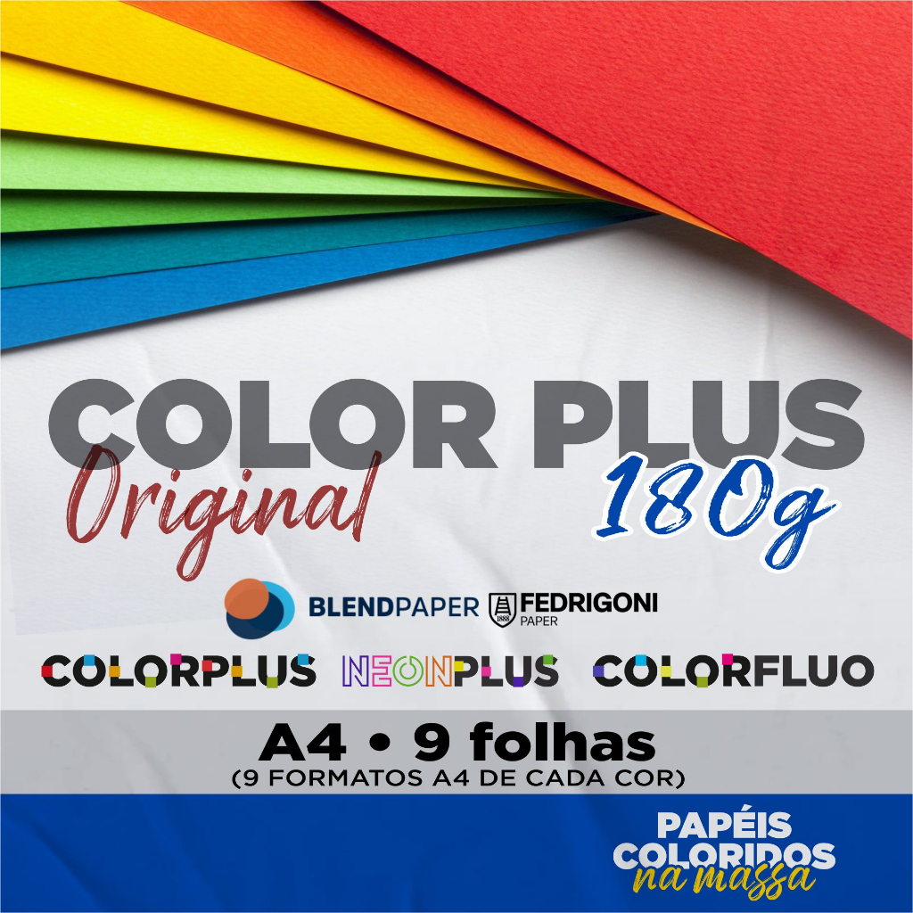 Papel Color Plus 180g - A4 - 9 Folhas | O verdadeiro Color Plus ...
