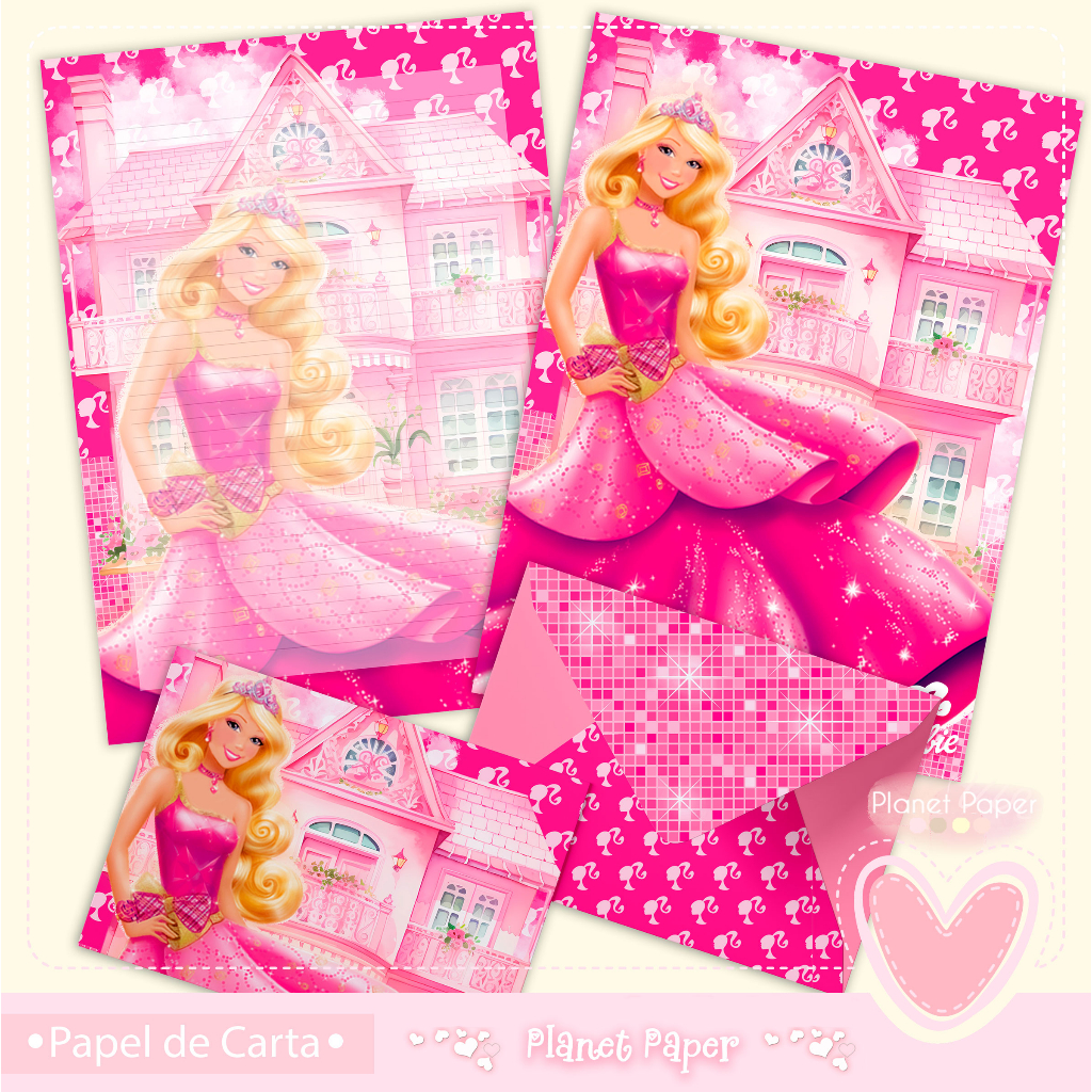 Papel de Carta Barbie (04 Papéis e 02 Envelopes) | Shopee Brasil