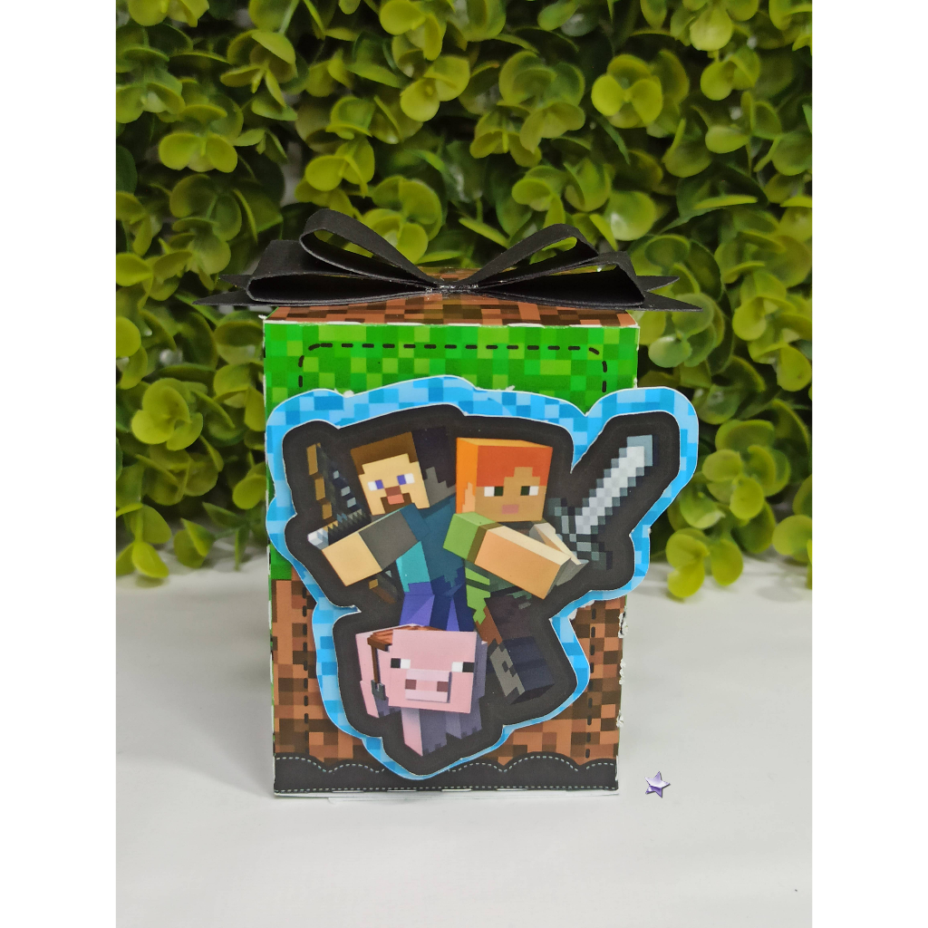 10 caixas alta c/Laço de papel Minecraft | Shopee Brasil