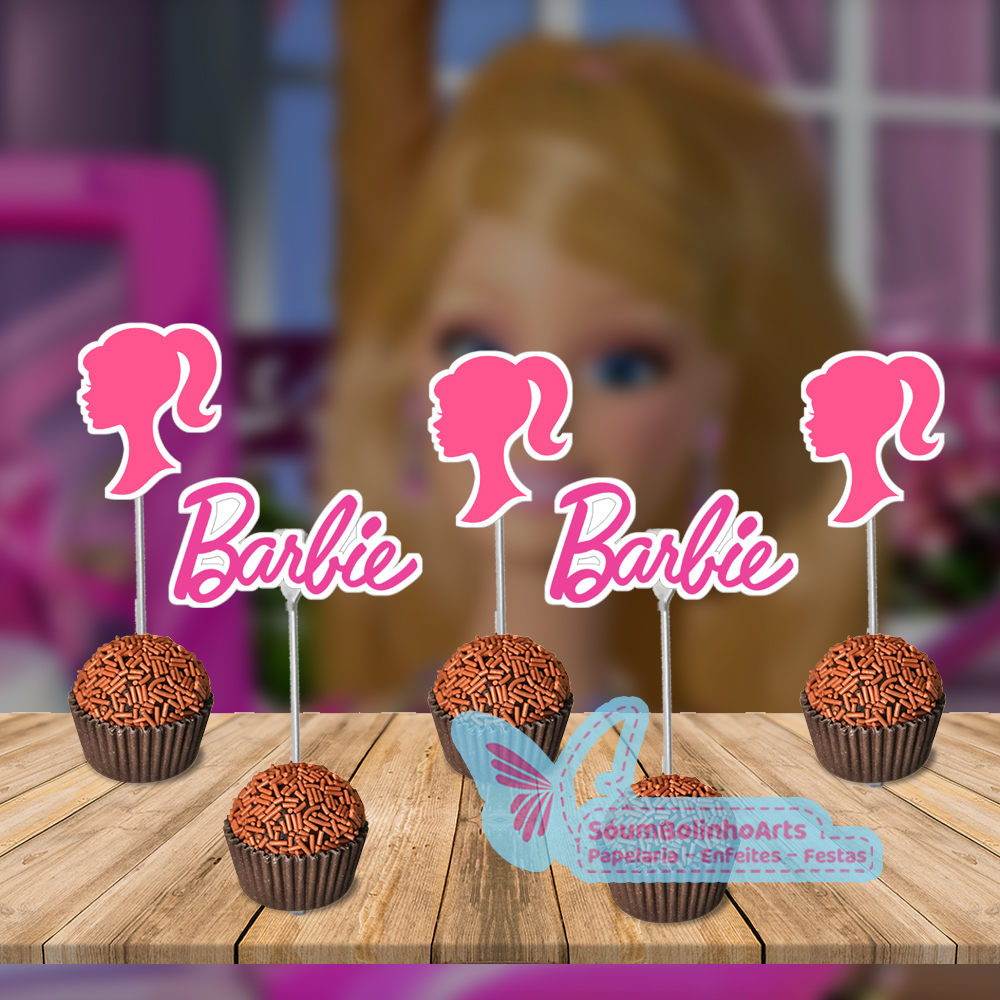 30 Toppers Para docinhos tema: Barbie Logo | Shopee Brasil