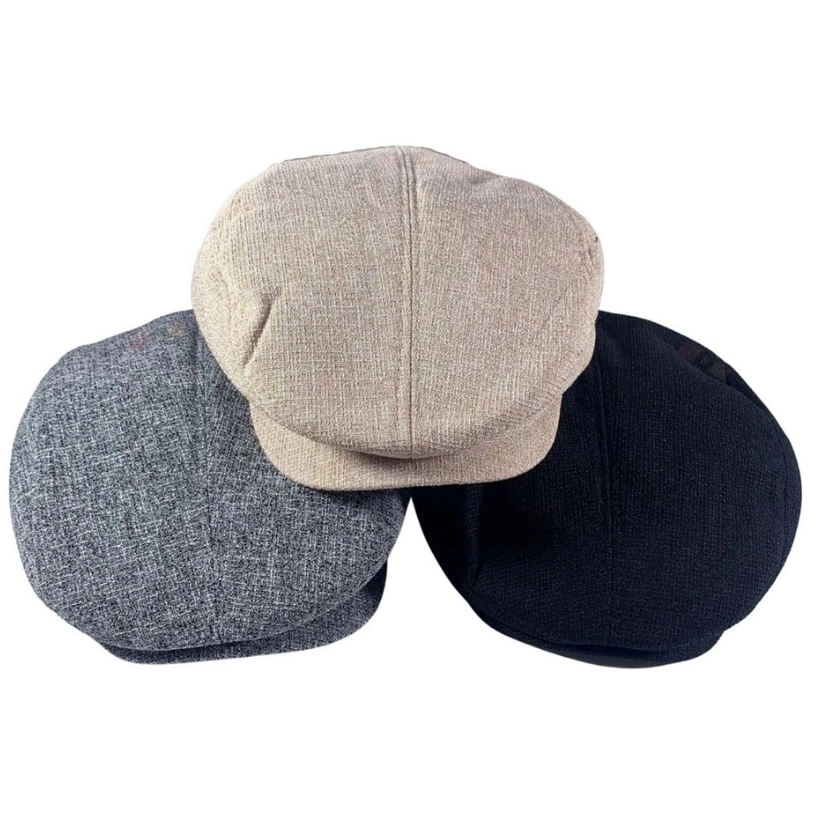 Boné Boina Inglesa Masculina Forrada Tecido Mesclado Com Botão Frontal ...