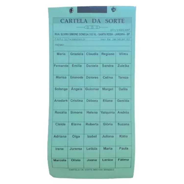 Cartela de Rifa com 50 OU 30 nomes INDIVIDUAL | Shopee Brasil