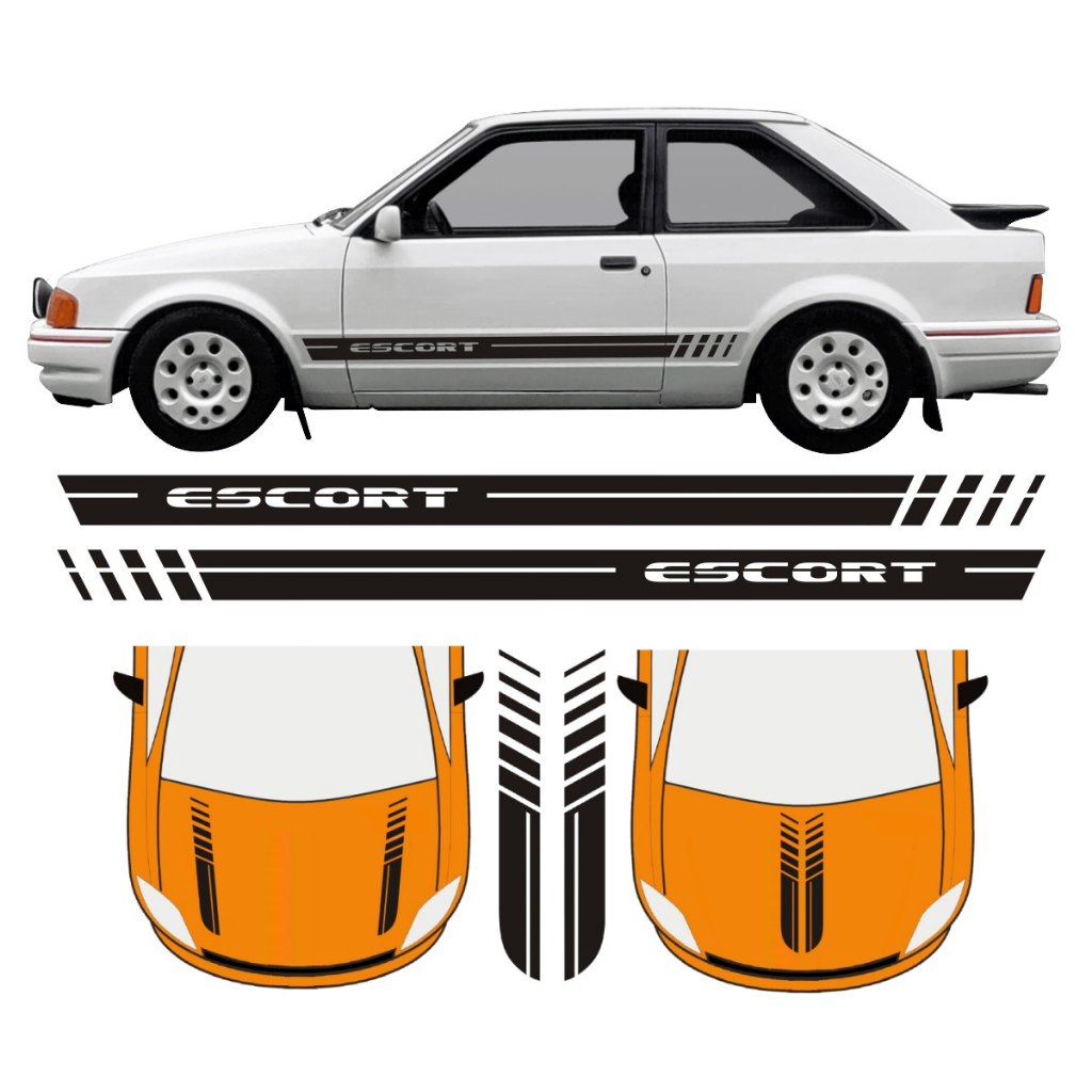 Adesivo Lateral Para Ford Escort Faixa Ec1 E C2 Capô de 1983 a 1992 ...