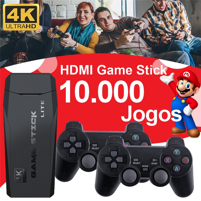 Video Game Stick HDMI 4k Video Game Retro 2 controles sem fio - 64 GB ...