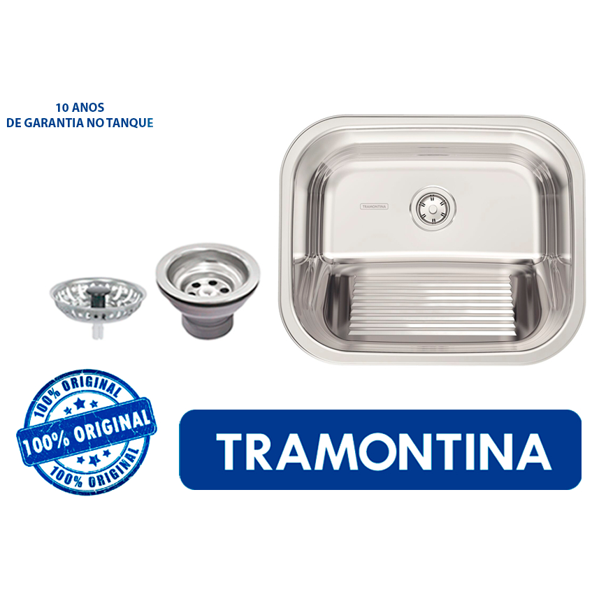 Tanque de Encaixe Tramontina Hera 34 L em Aço Inox Polido 50x40 cm ...