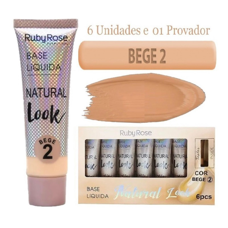 Base Ruby Rose Natural Look Bege 2 6 un + provador Atacado Revenda ...