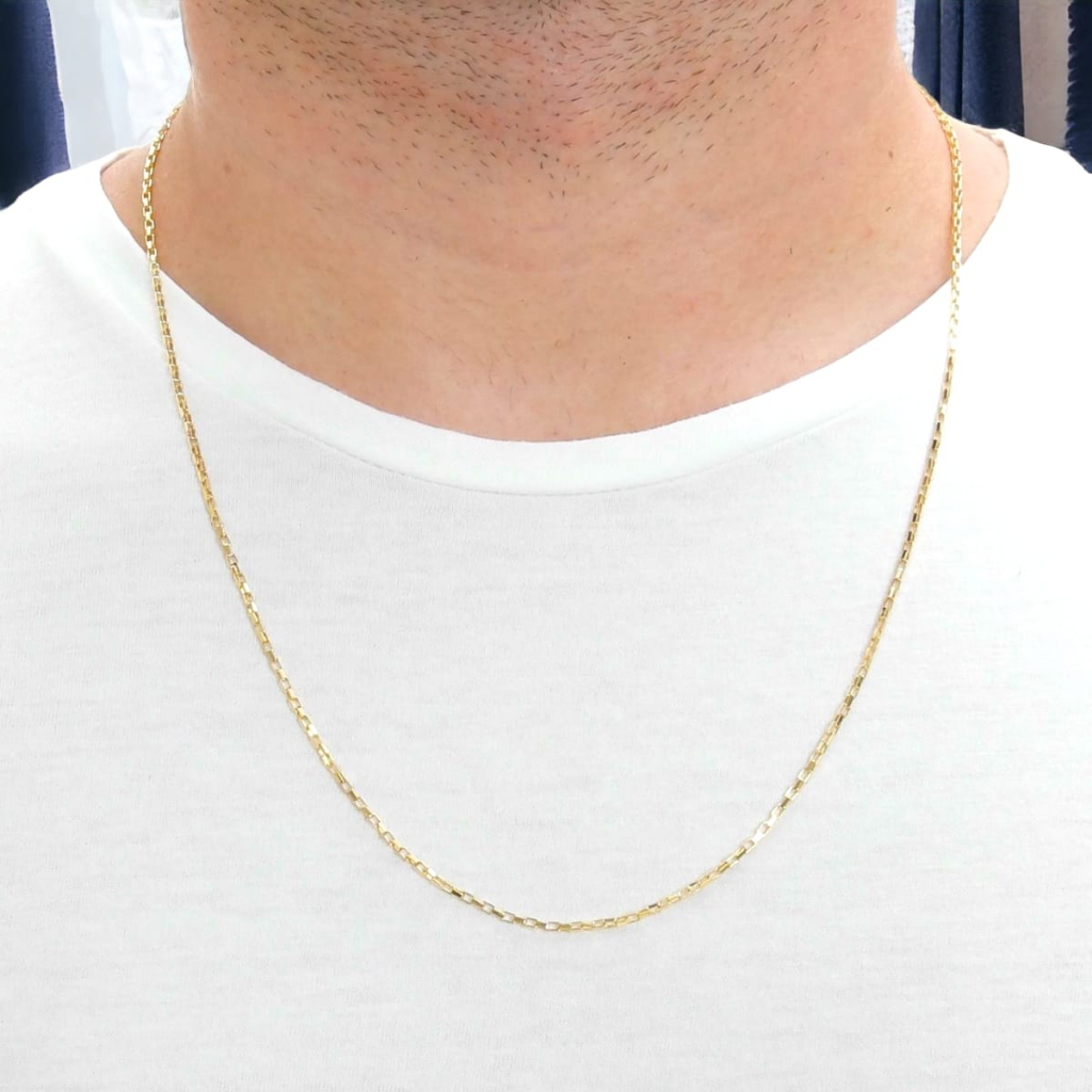 Correntinha Masculina Tijolinho 1mm 60cm Joia Folheada Colar | Shopee Brasil