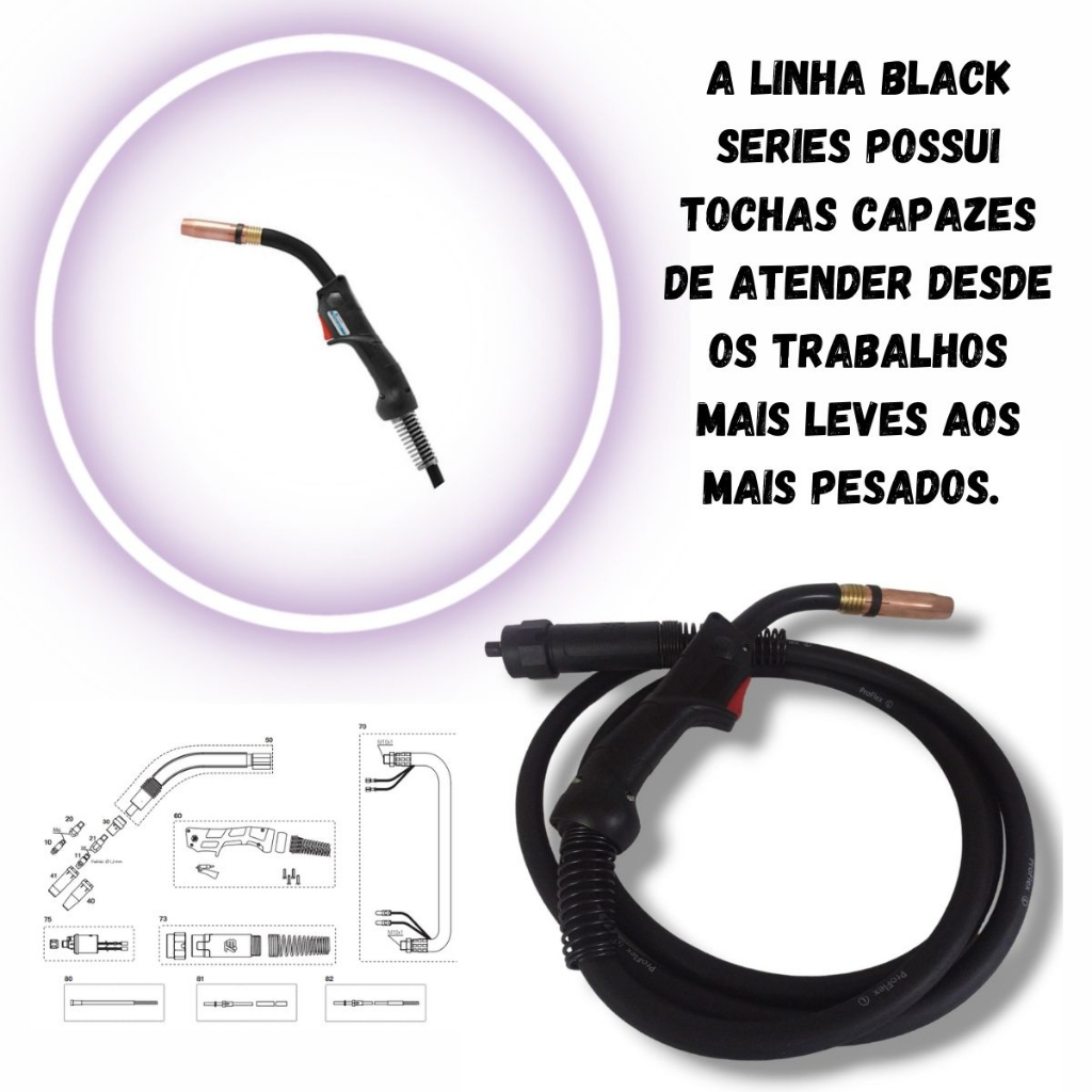 Tocha para soldagem MIG/MAG TBi 360 Black Series - 03 Metros | Shopee ...