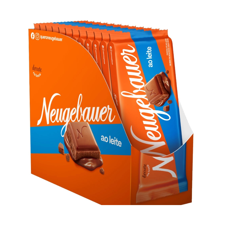 Chocolate Barra Neugebauer Ao leite 80g Caixa com 16 un | Shopee Brasil