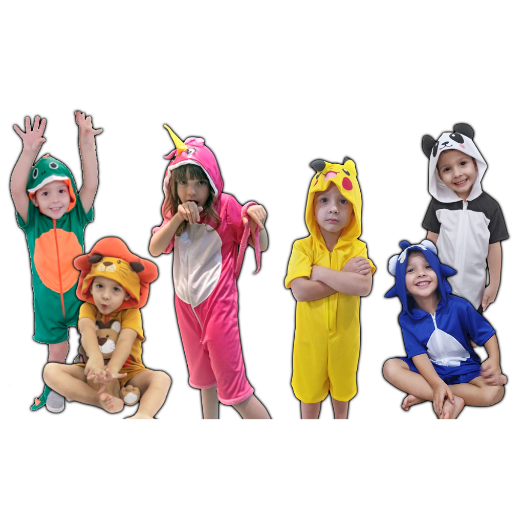 Fantasia Infantil Sonic Leão Pikachu Panda Unicórnio Macacão Pijama ...