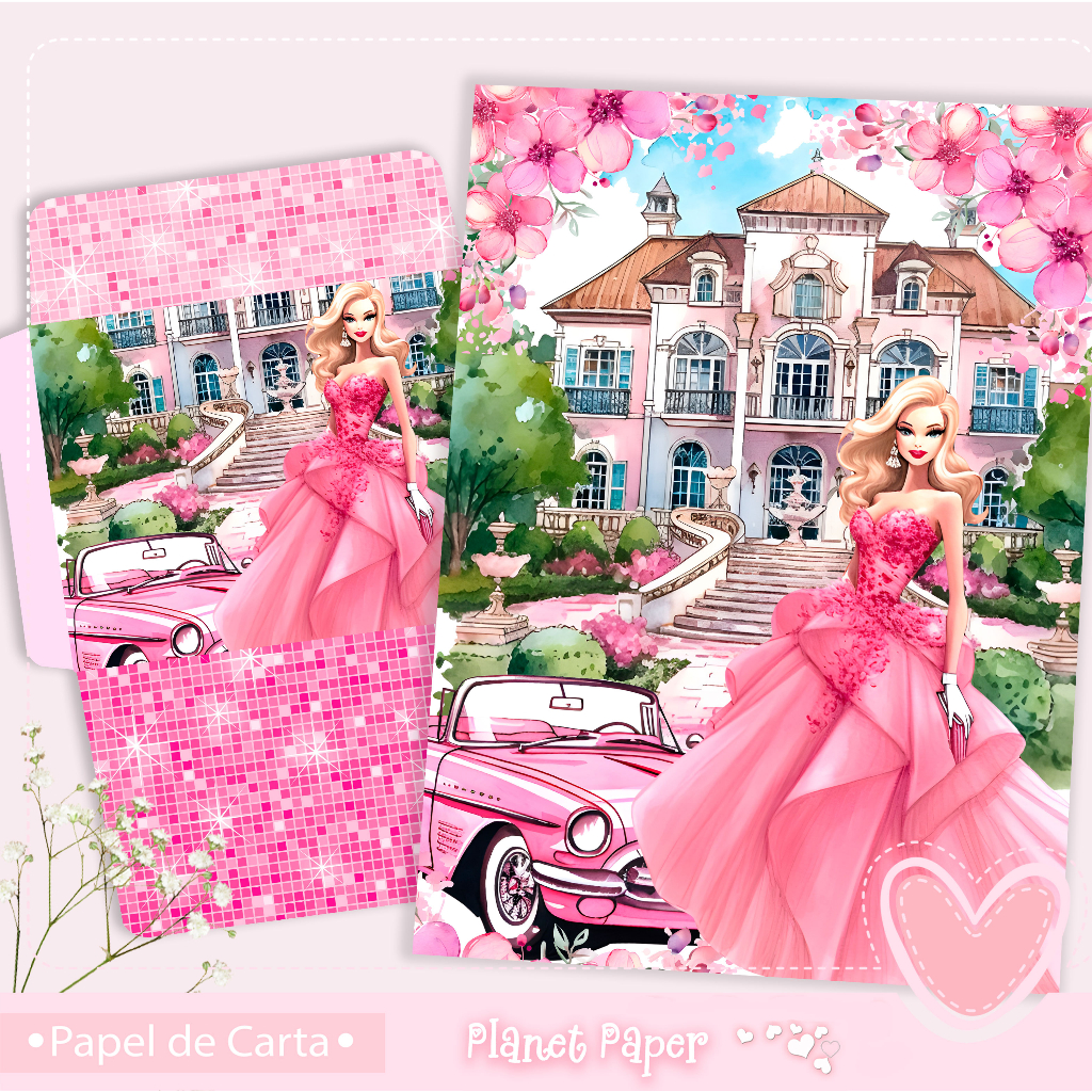 Papel de Carta Barbie (04 Papéis e 02 Envelopes) | Shopee Brasil