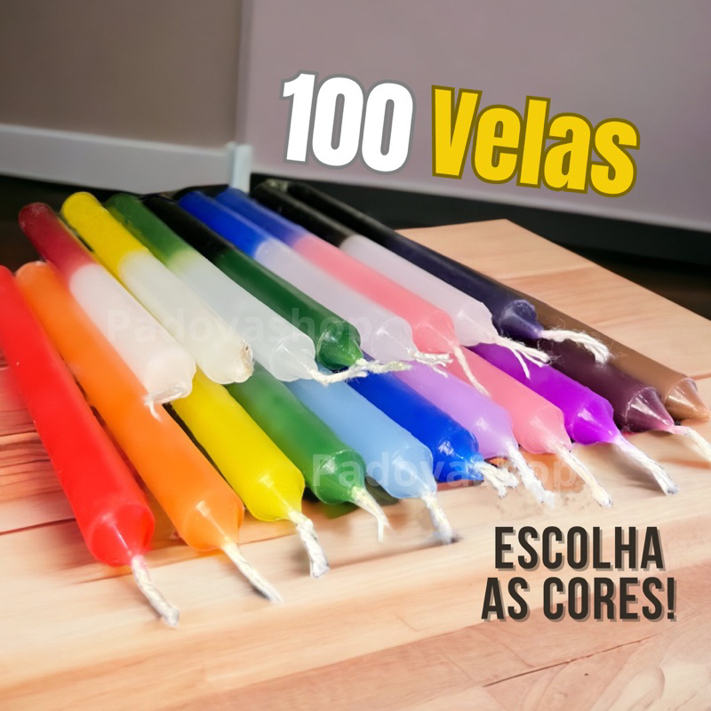 Kit 100 Velas Palito Coloridas e Bicolores 16 cm | Shopee Brasil