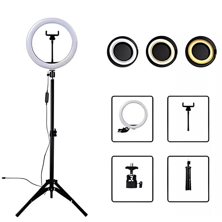 Ring Light Iluminador 10 Polegadas Com Tripé De 2.10 Metro | Shopee Brasil
