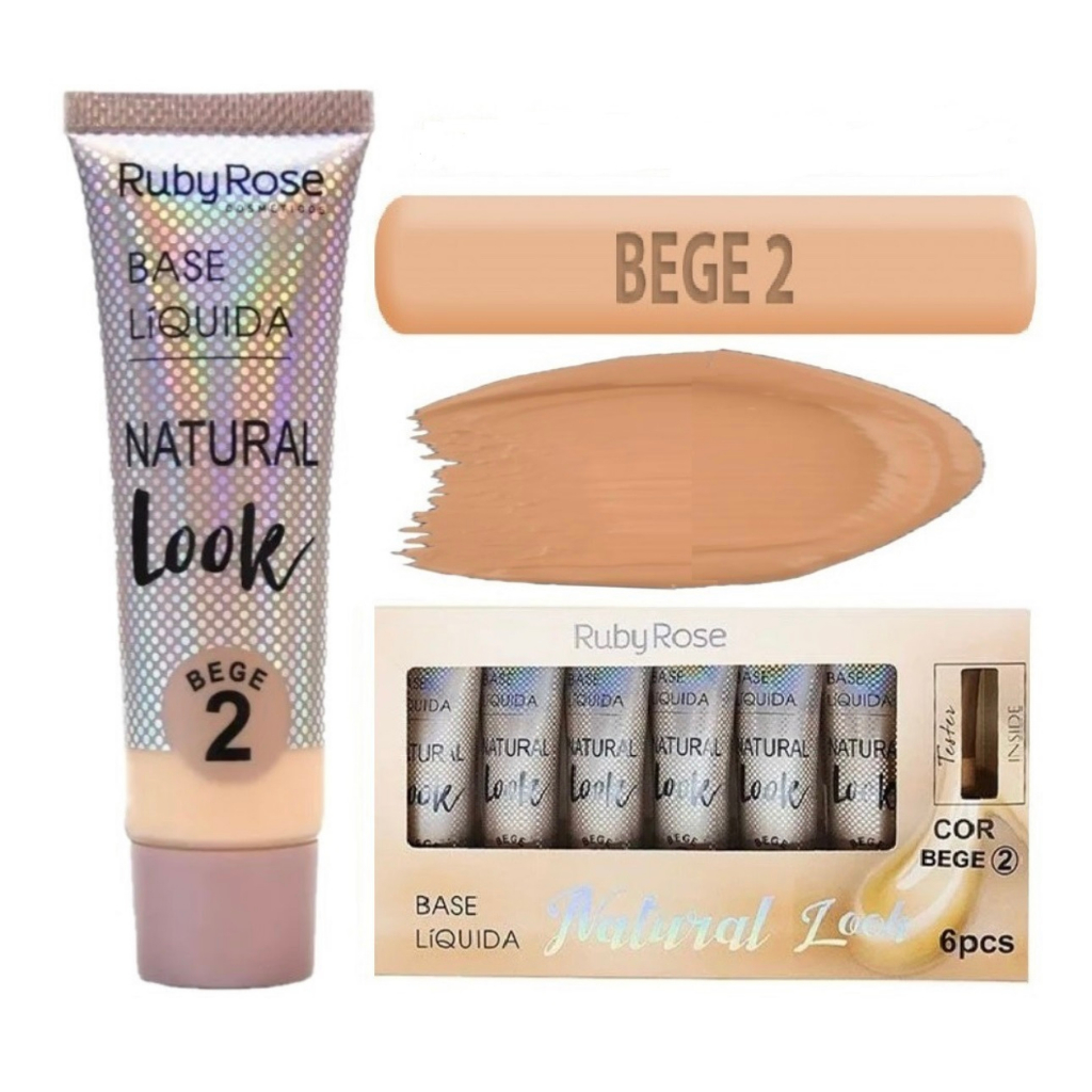 Base Ruby Rose Natural Look Bege 2 KIT 6un +provador Atacado Revenda ...