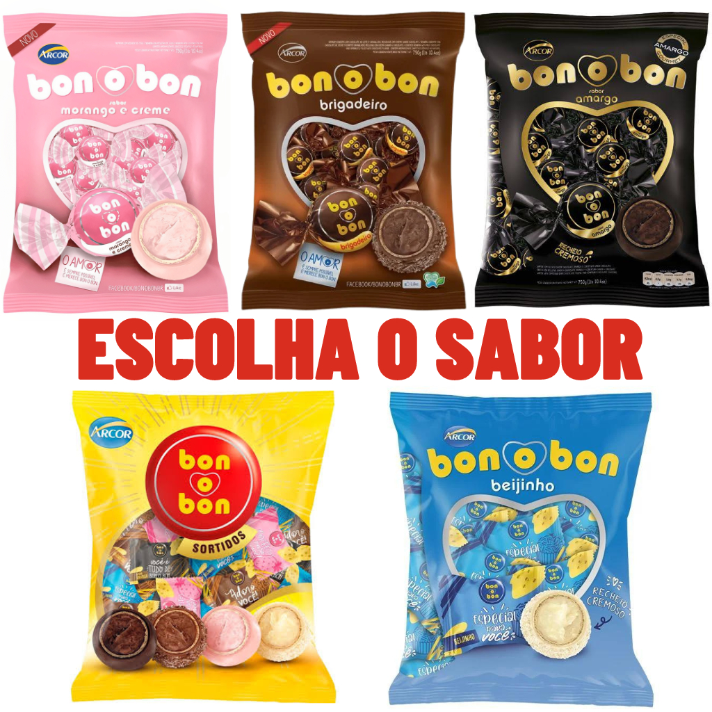Bon o Bon Arcor - Beijinho - Sortidos - Amargo - Brigadeiro e Morango ...