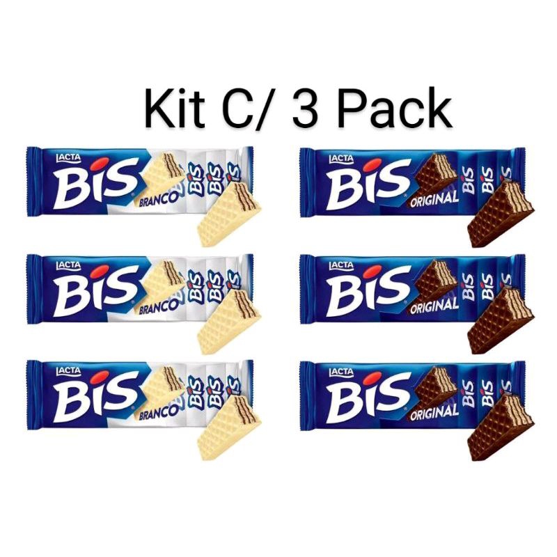 Bis Chocolate Lacta Kit C/ 3 Pack Sabor Laka ou Ao leite 125g Cada Pack | Shopee Brasil