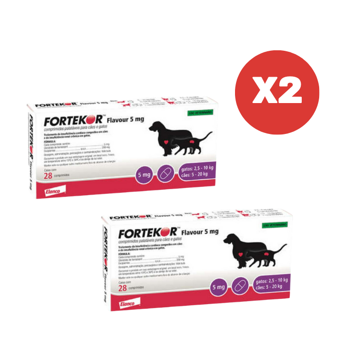 Kit 2 Fortekor Flavour 5mg 28 Comprimidos Elanco | Shopee Brasil