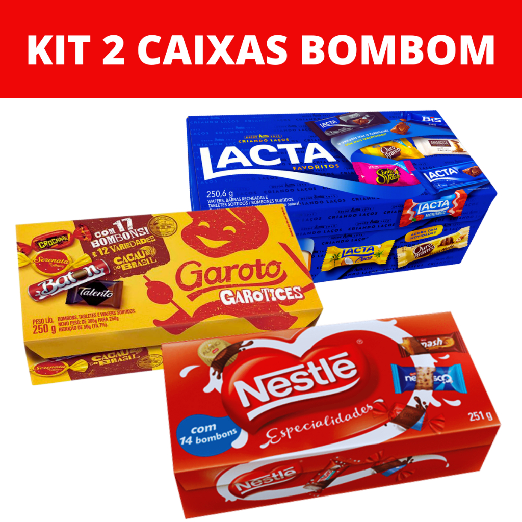 Bombom Nestlé Lacta Garoto Kit 2 Caixas 250g | Shopee Brasil