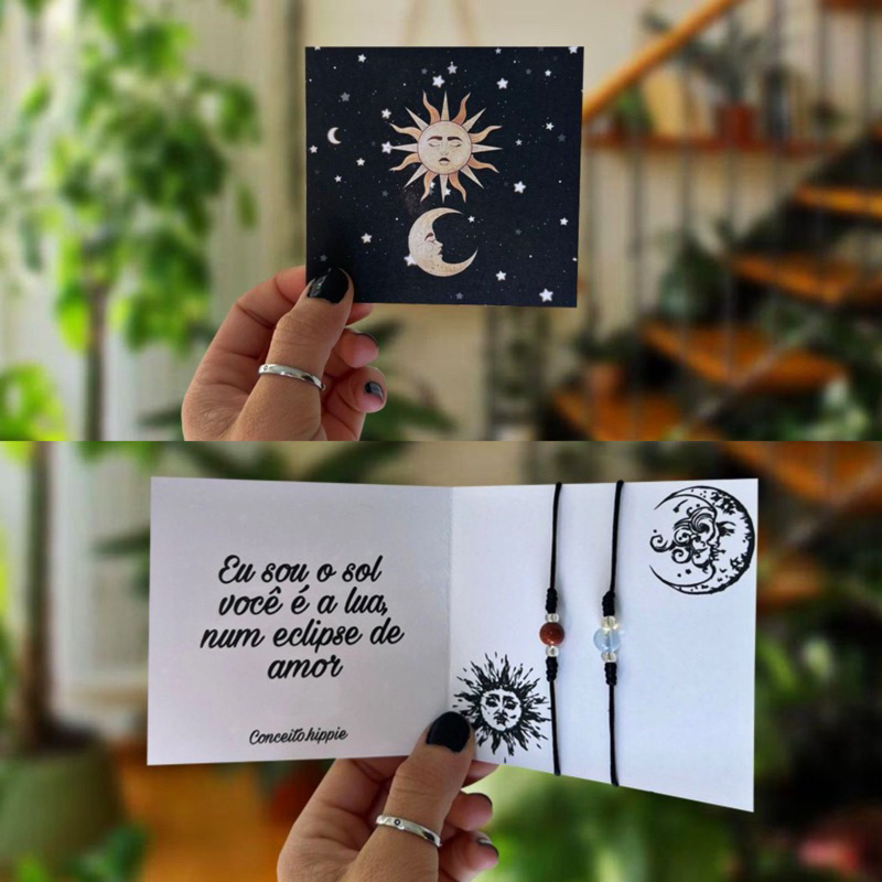 Kit Pulseira Sol E Lua Eclipse Amor Casal Amizade BFF Universo Metadinha Sun Moon Delicadas ...