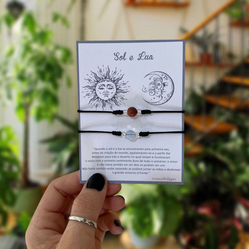 Kit Pulseira Sol E Lua Lenda Casal Amizade BFF Universo Metadinha Presente Amor | Shopee Brasil