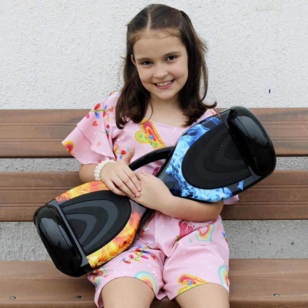 Hoverboard Overboard Skate Elétrico Rosa e Azul 6,5' Polegadas com Luz ...