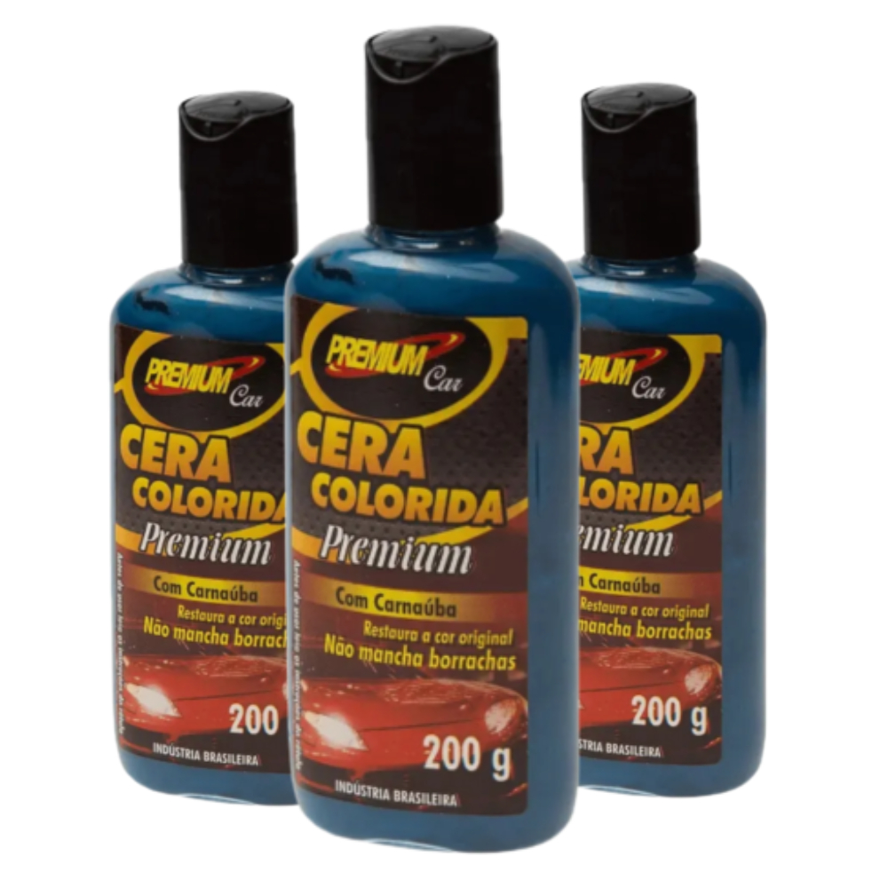 Kit 3 Cera Liquida Colorida Automotiva com Carnaúba PremiumCar Color ...