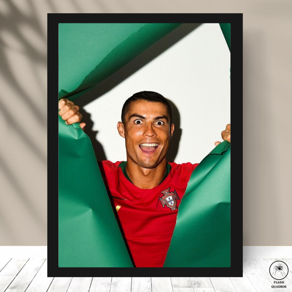 QUADRO CRISTIANO RONALDO CR7 CAMISA C/ MOLDURA E VIDRO A4 A3 REF #343 ...