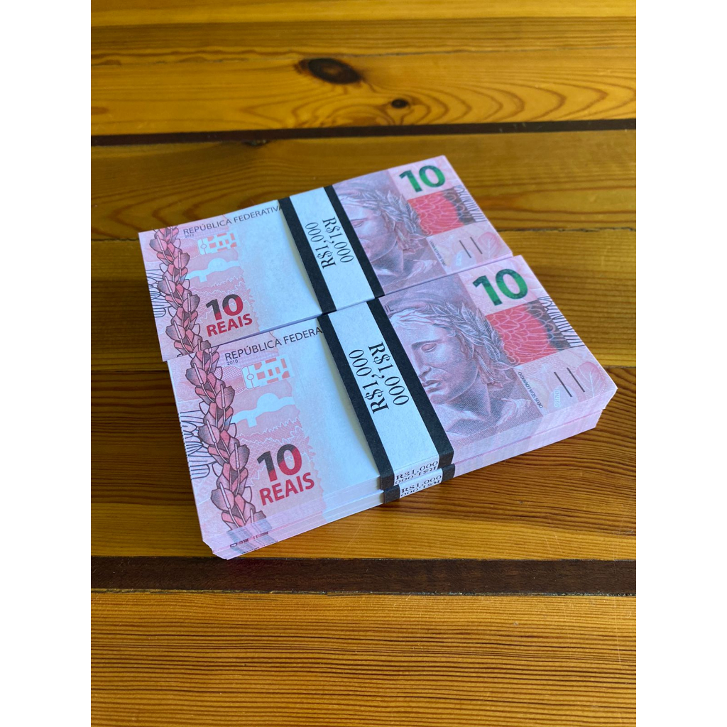 Nota de 10 reais tamanho real kit com 100 unidades Nota fake | Shopee ...
