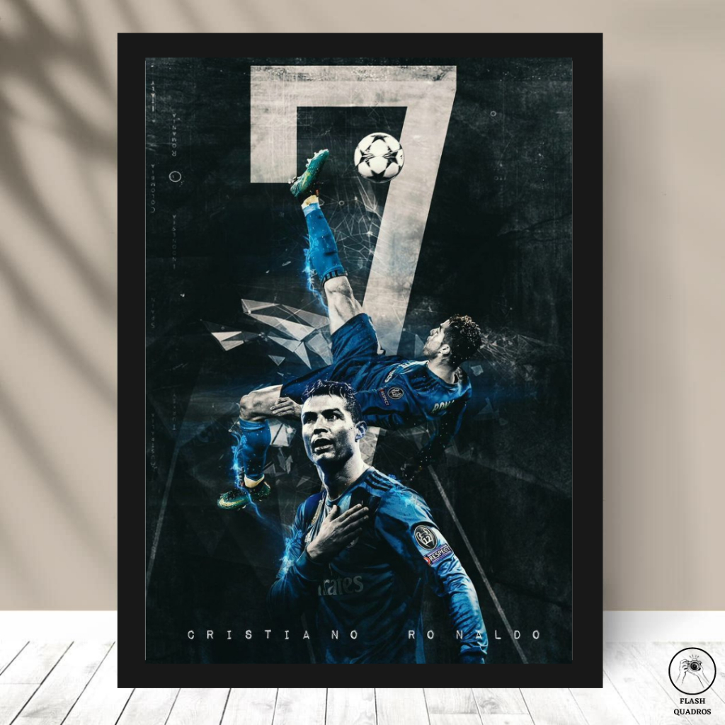 QUADRO CRISTIANO RONALDO CR7 CAMISA C/ MOLDURA E VIDRO A4 A3 REF #361 ...