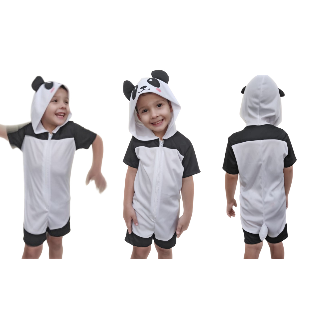 Fantasia Urso Panda Pijama Kigurumi Infantil Menino Menina Curto ...