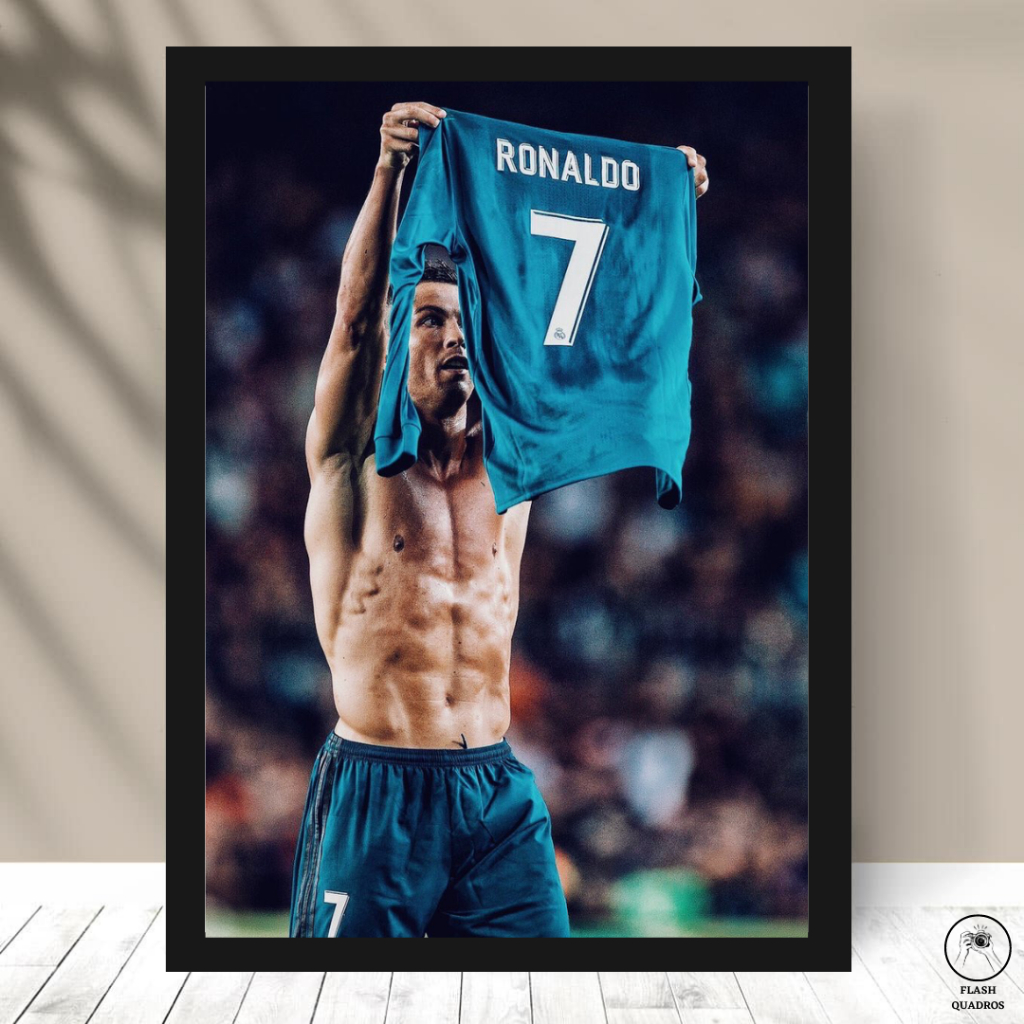 QUADRO CRISTIANO RONALDO CR7 CAMISA C/ MOLDURA E VIDRO A4 A3 REF #370 ...