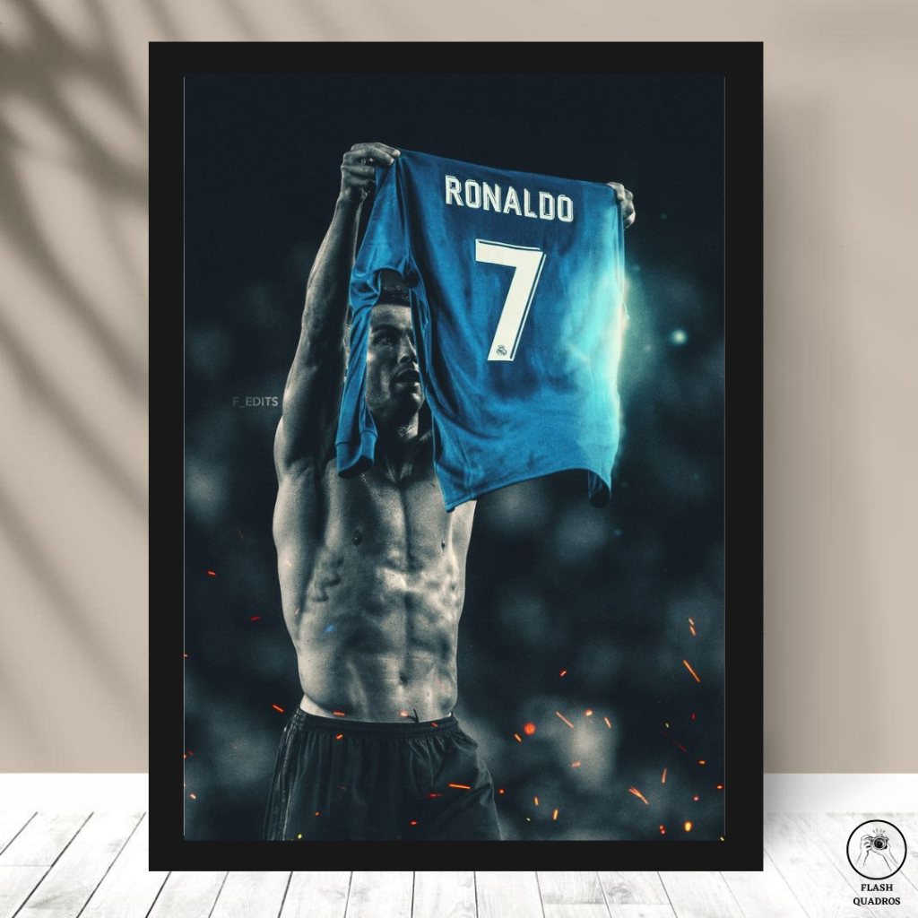 QUADRO CRISTIANO RONALDO CR7 CAMISA C/ MOLDURA E VIDRO A4 A3 REF #372 ...