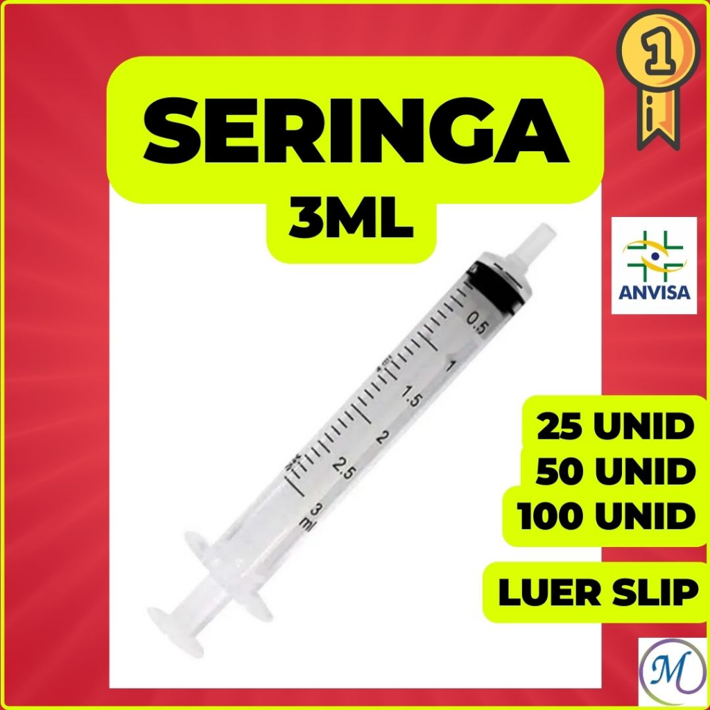 Seringa Descartável 3ML Luer Slip (Sem rosca) - Sem agulha - SR | Shopee Brasil