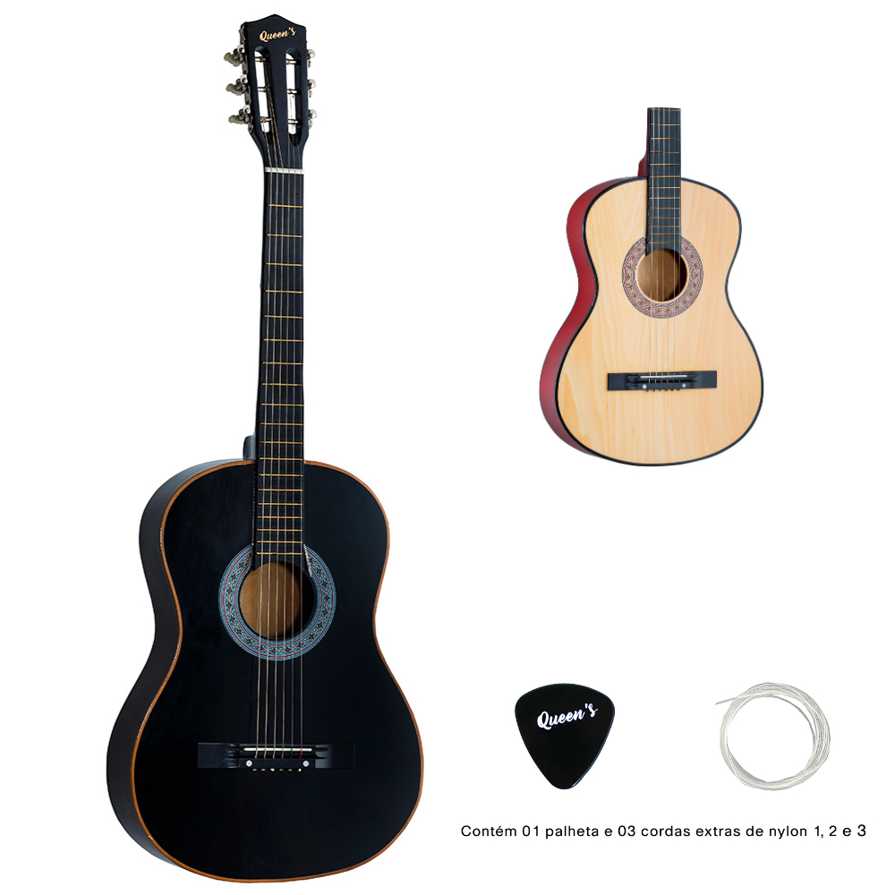 Violão Clássico Queen's Adulto Cordas Nylon Acústico Tamanho 4/4 ...