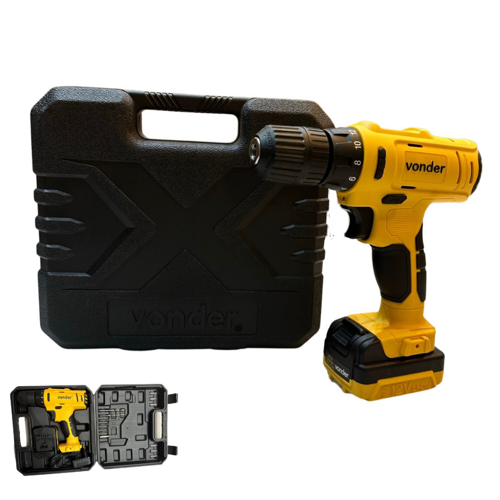Parafusadeira e Furadeira a Bateria 12v Bivolt Automática Vonder ...