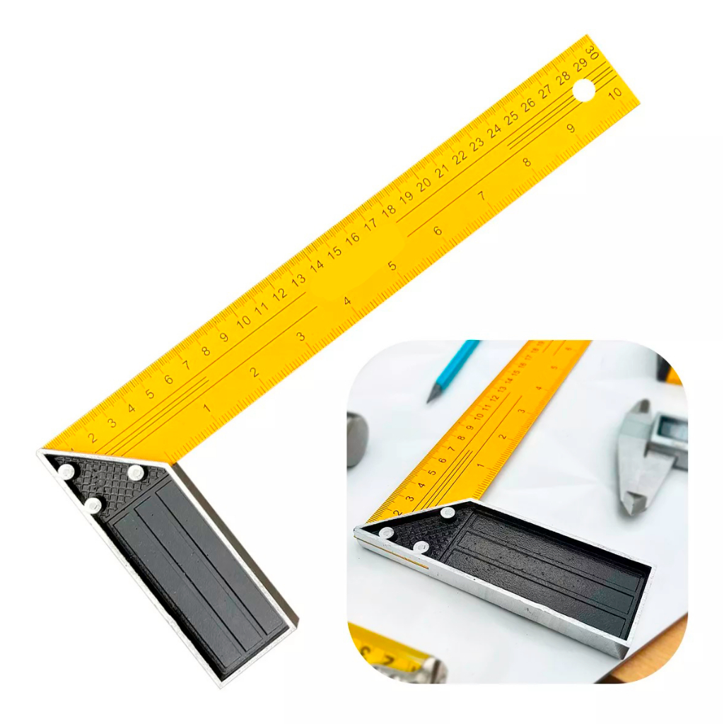 Esquadro Profissional 30cm Resistente Esquadro 12" Esquadro Com Cabo De ...