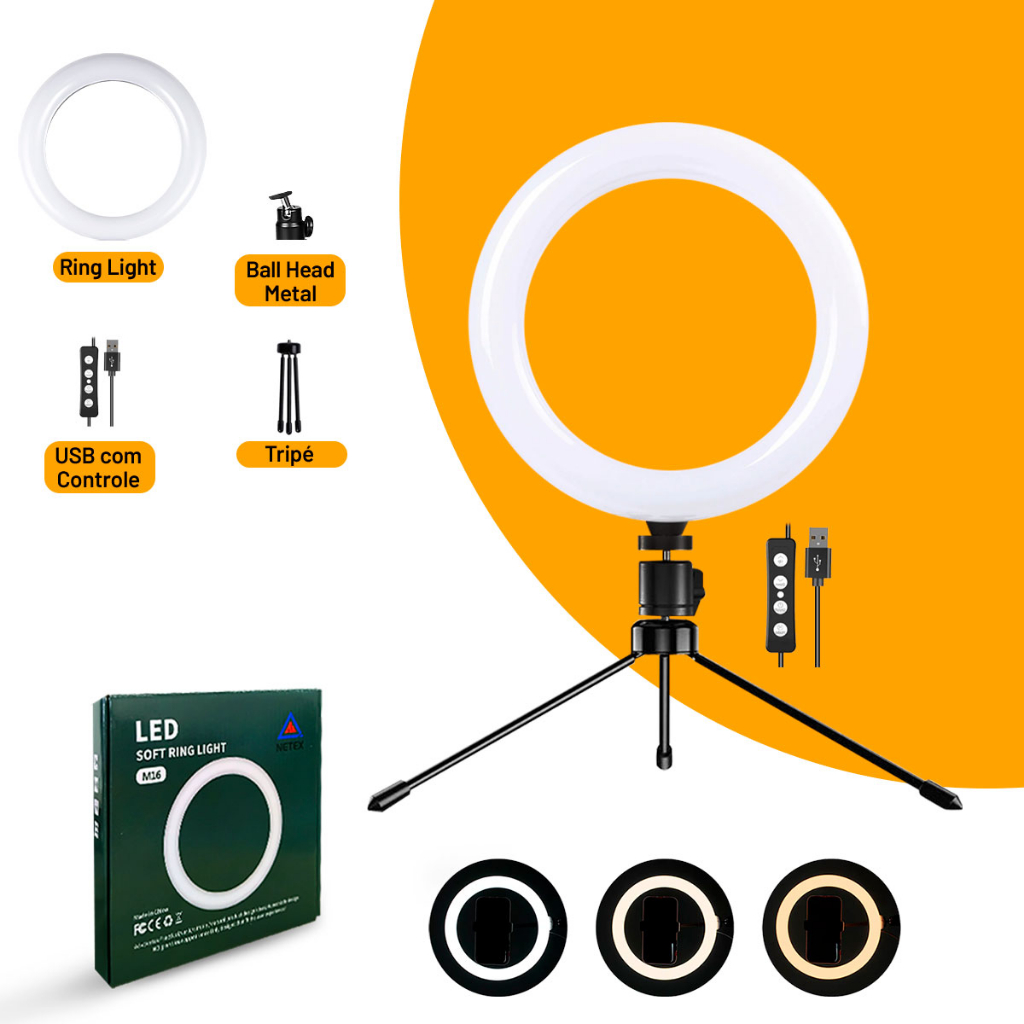 Ring Light Led Iluminador 6 polegadas 16cm 10 polegadas 26cm Completo 2,1m Tripé 210cm | Shopee ...