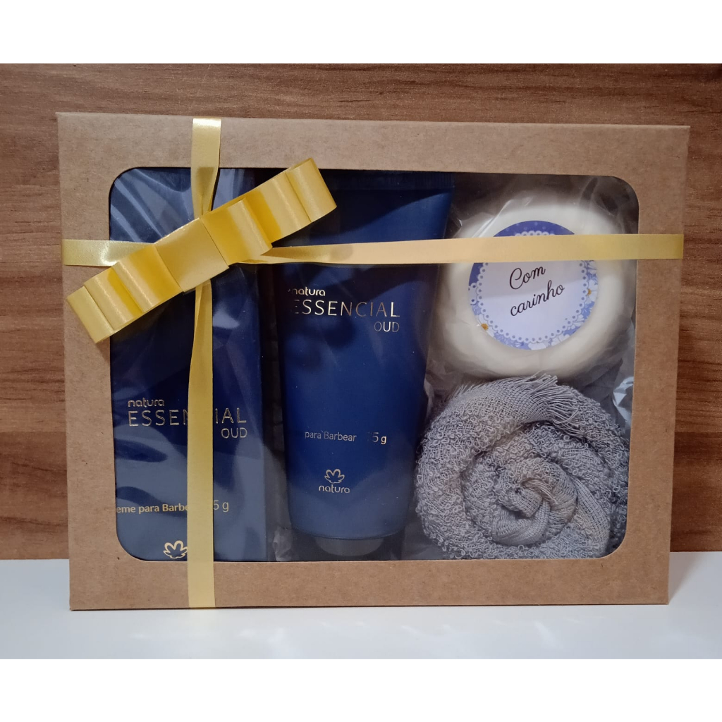 Kit Presente Creme de Barbear Essencial Oud Natura. | Shopee Brasil