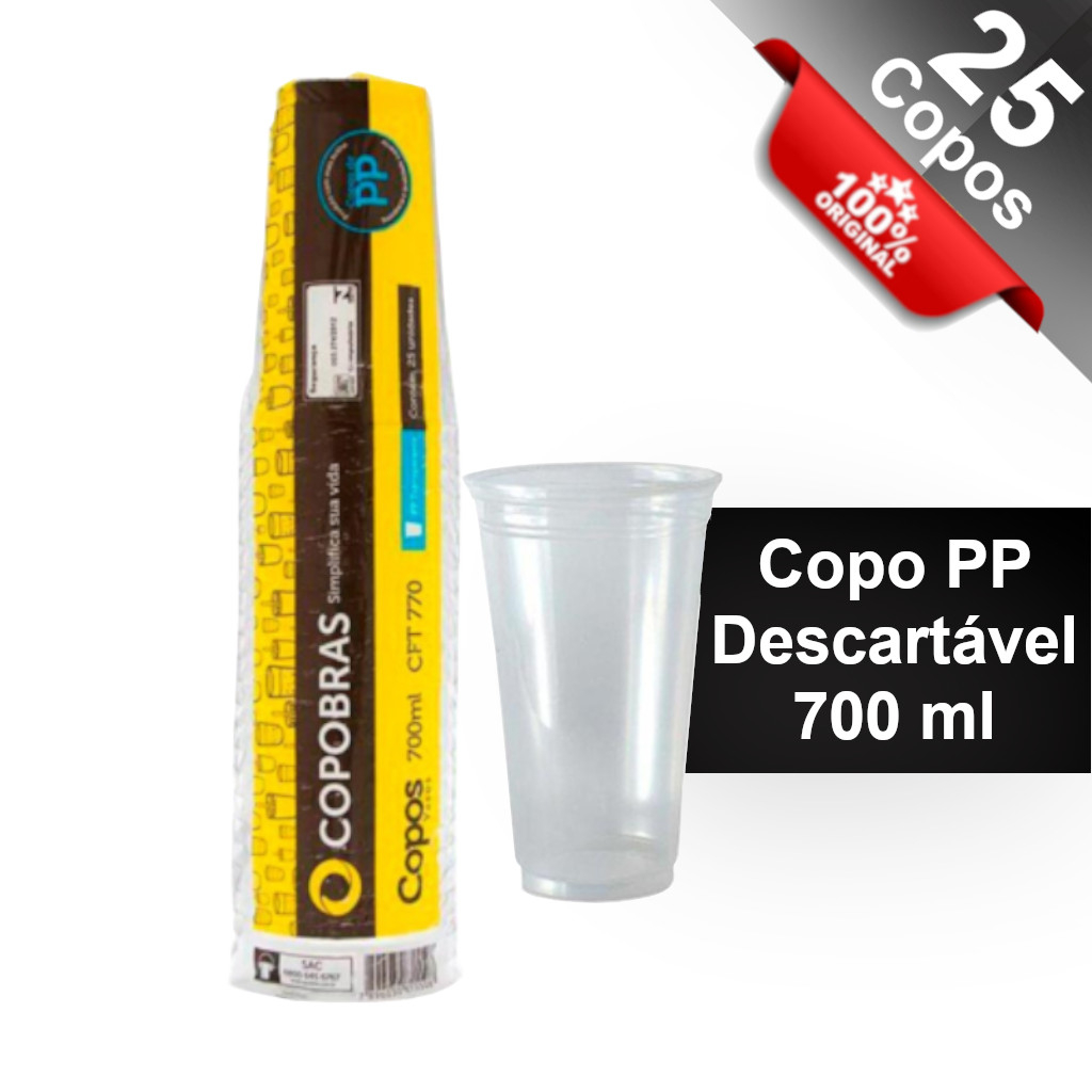 Copo 700ml CFT-770 PP Transparente C/ 25 Unds - Copobras | Shopee Brasil